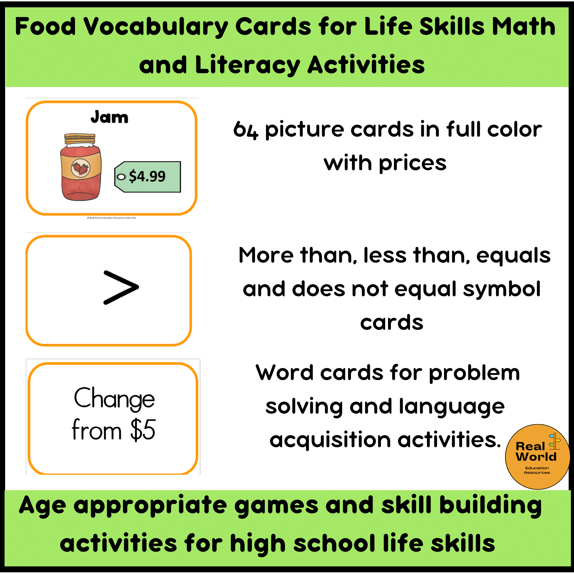 Food price cards for life skills math | Made By Teachers