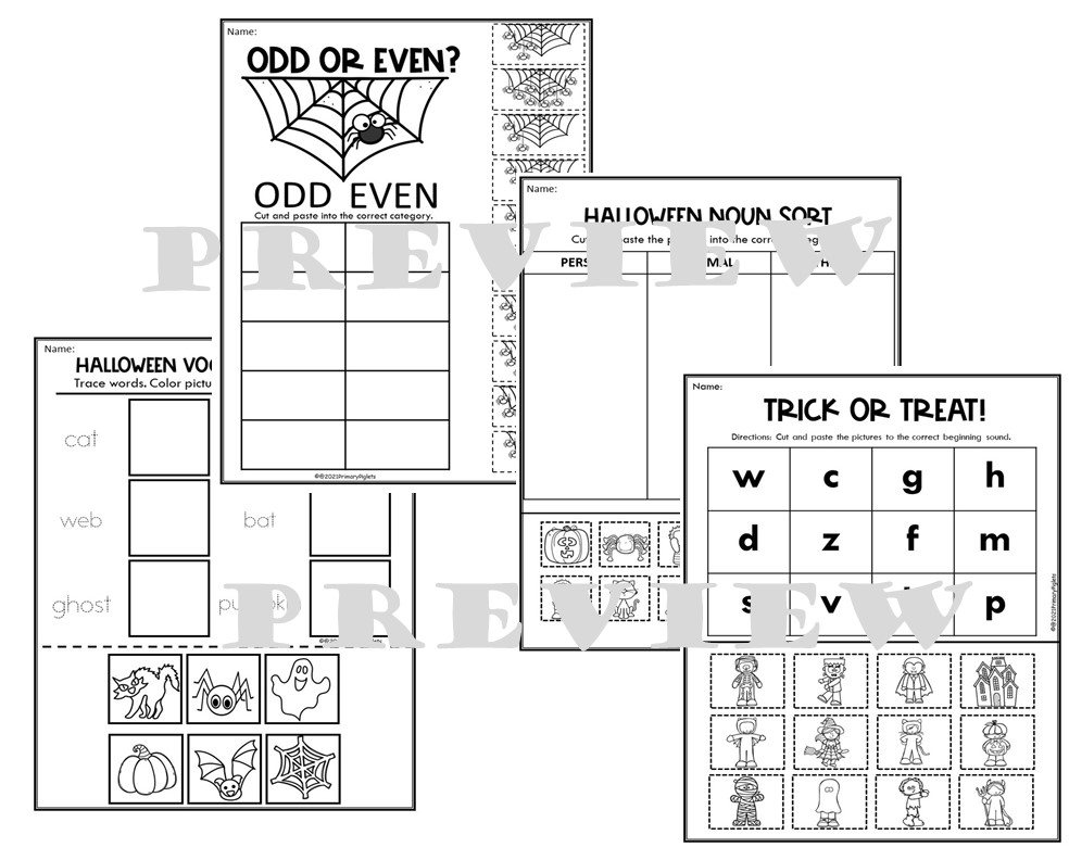 Halloween Fun Packet | October Morning Work No Prep Worksheets | Made ...