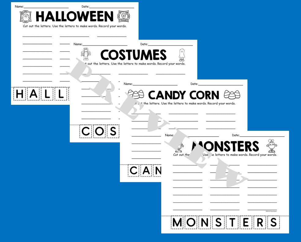 HALLOWEEN MAKING WORDS SPELLING ACTIVITIES - OCTOBER | Made By Teachers