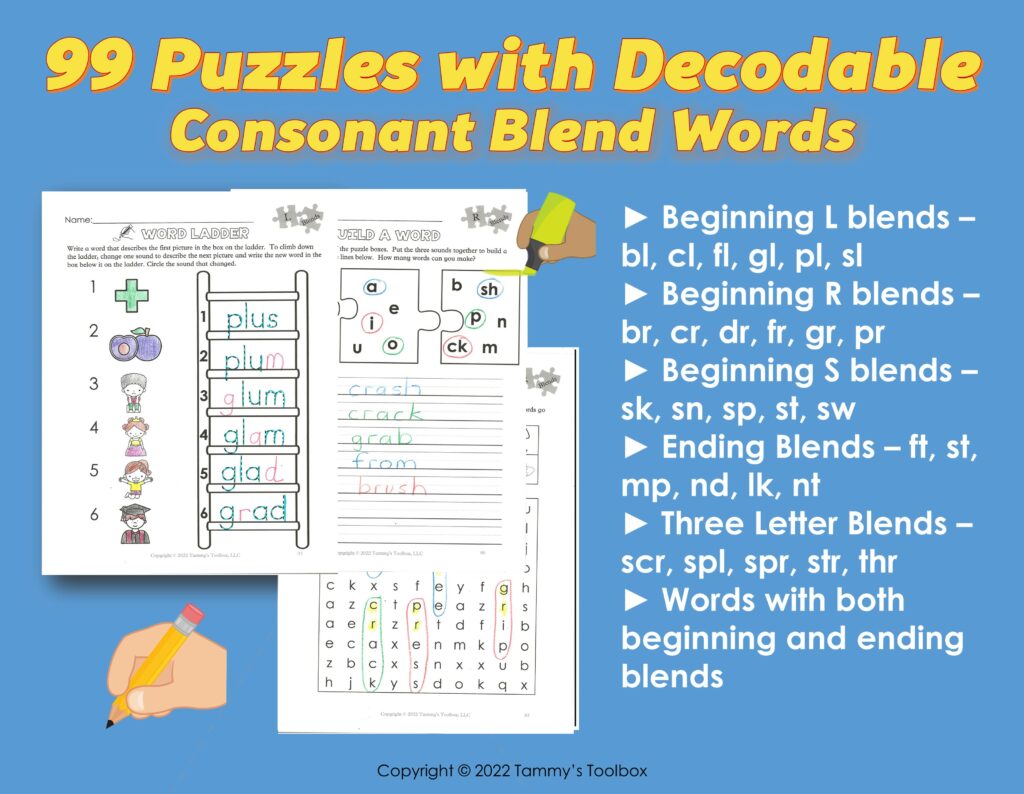 Decodable Consonant Blend Word Puzzles | Made By Teachers