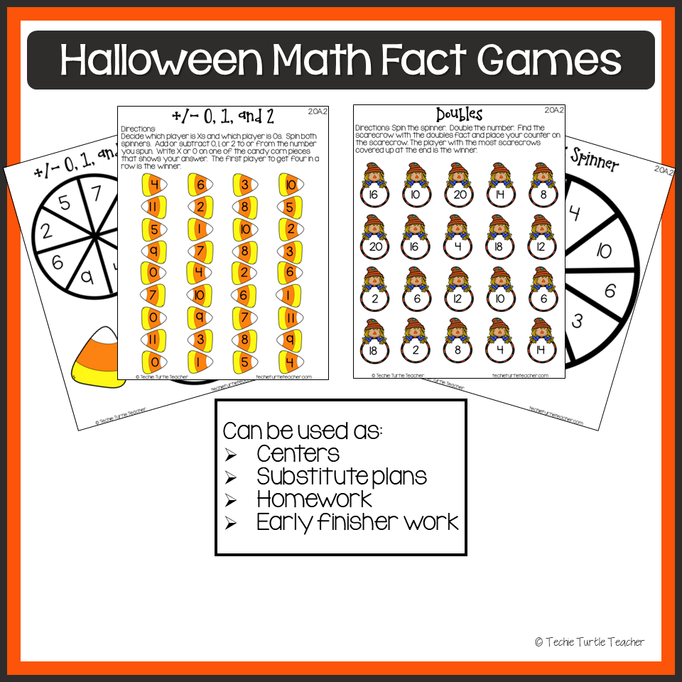 Addition and Subtraction Halloween Math Fact Games | Made By Teachers