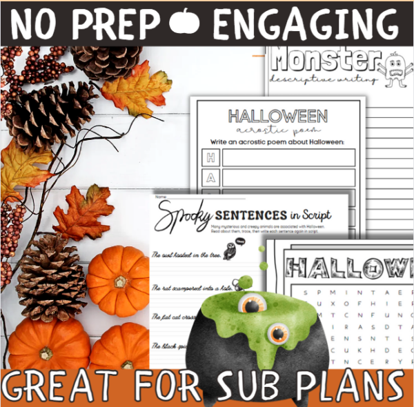 Halloween Math Logic Games Writing Script October No Prep | Made By ...