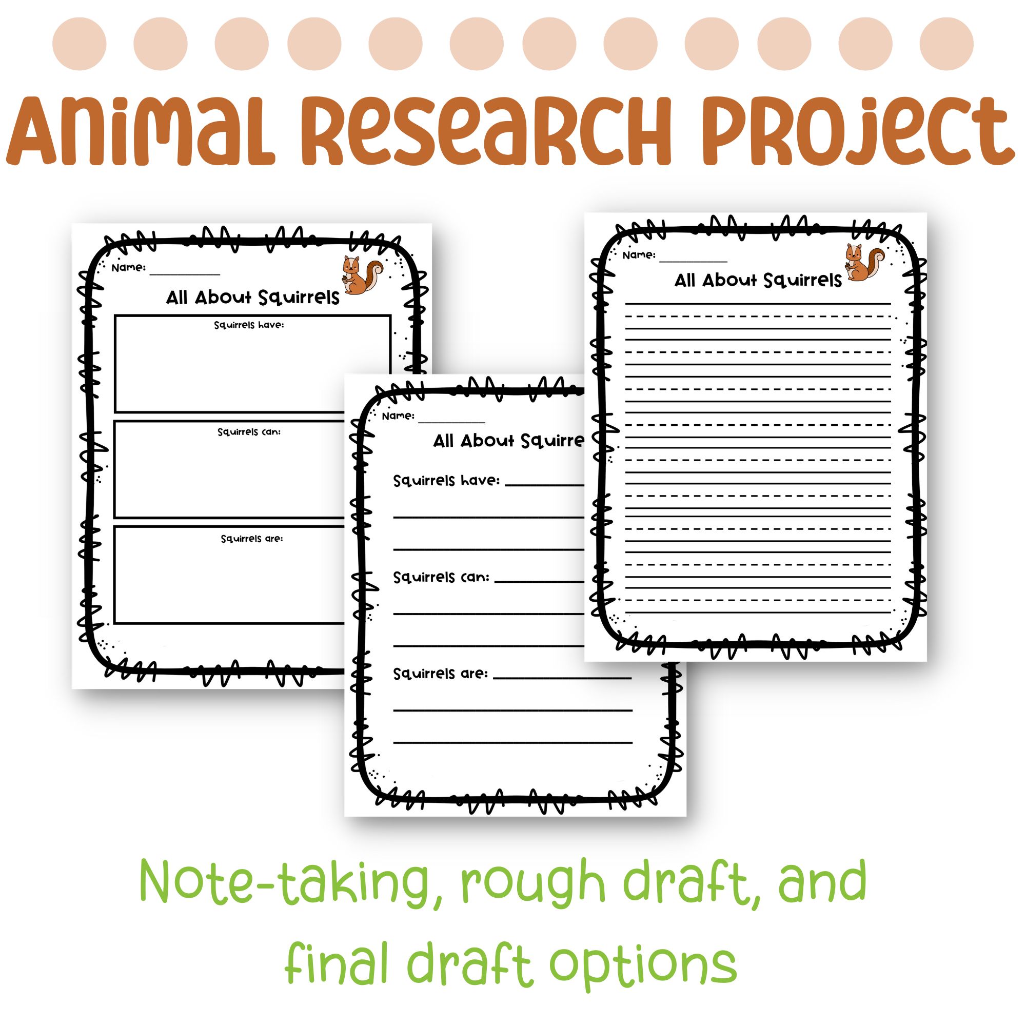 Kindergarten Animal Research Project and Craft: All About Squirrels ...