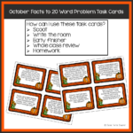 Addition & Subtraction Facts within 20 Fall Word Problem Task Cards ...