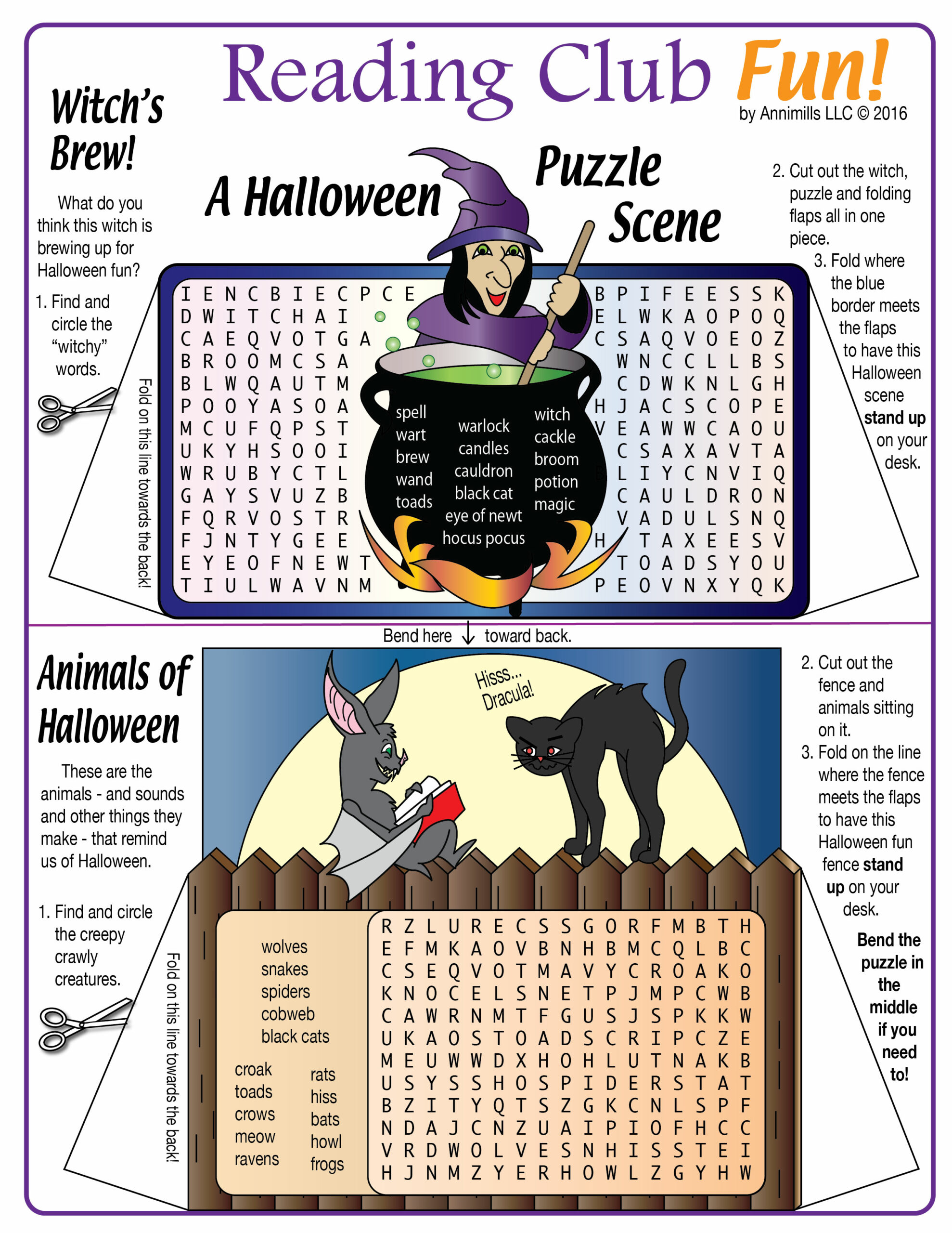 Halloween Vocabulary Spooky Cut-Out & Stand Up Scene 4 Word Search ...