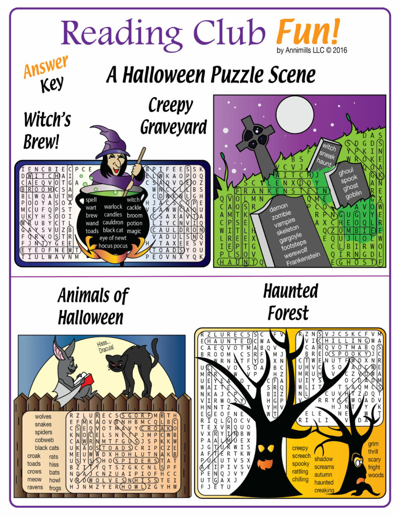 Halloween Vocabulary Spooky Cut-Out & Stand Up Scene 4 Word Search ...