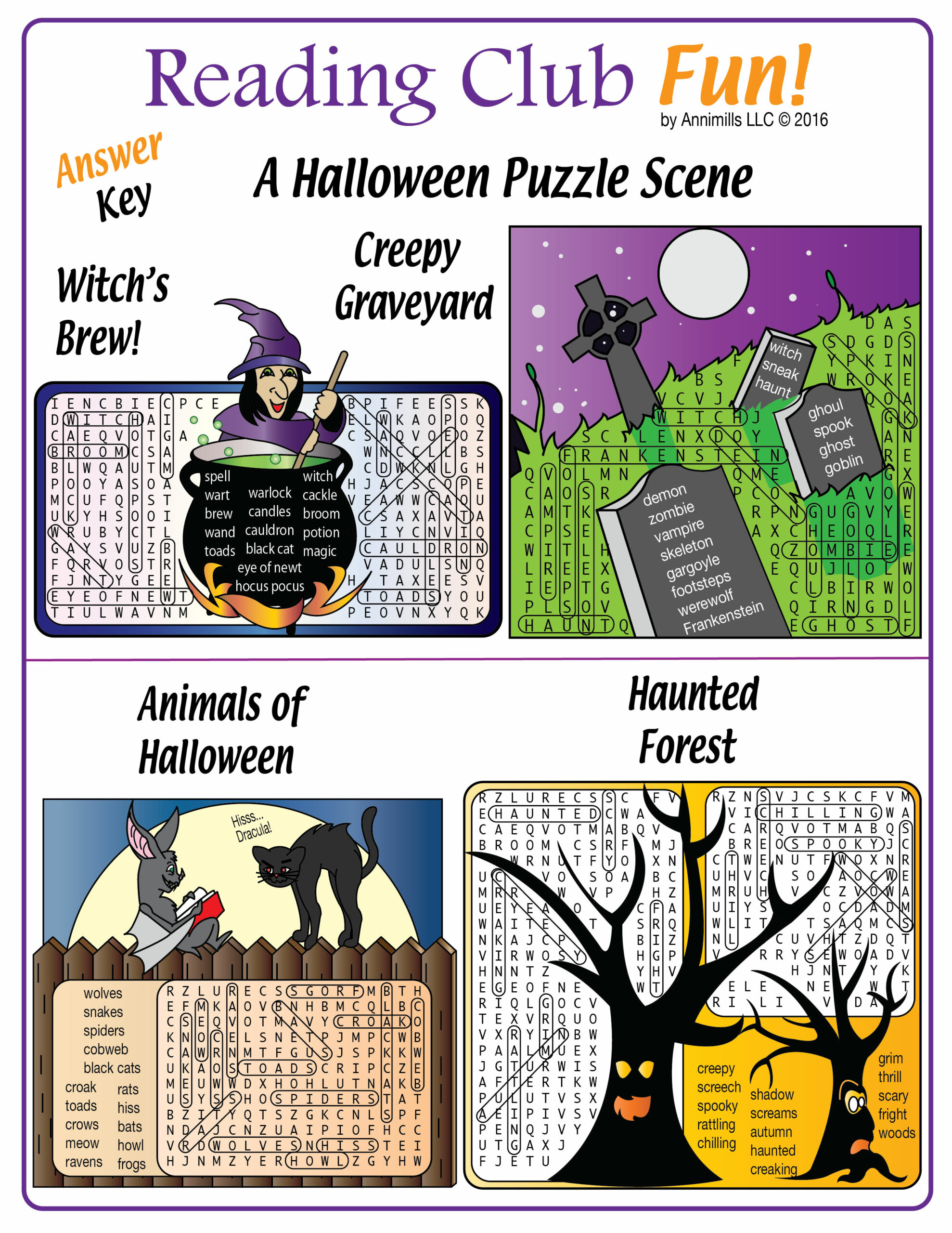 Halloween Vocabulary Spooky Cut-Out & Stand Up Scene 4 Word Search ...