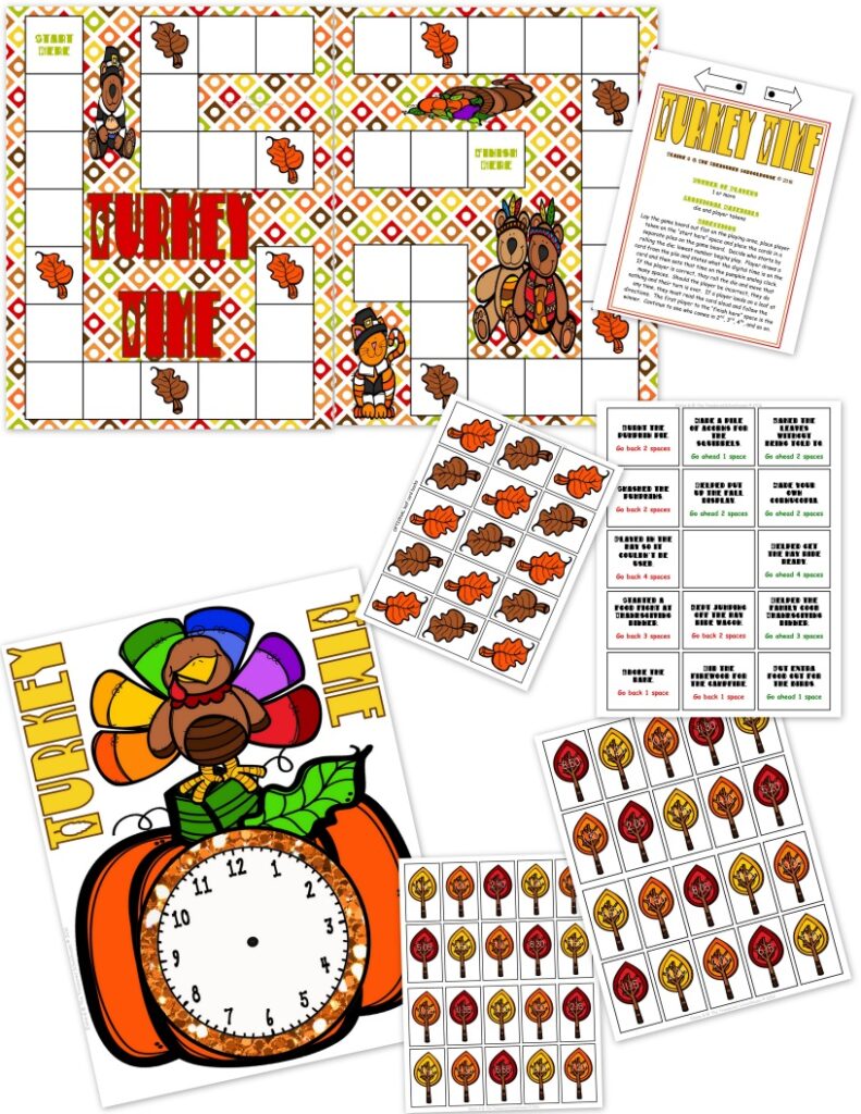 Thanksgiving Telling Time Game to 5 Minutes | Made By Teachers