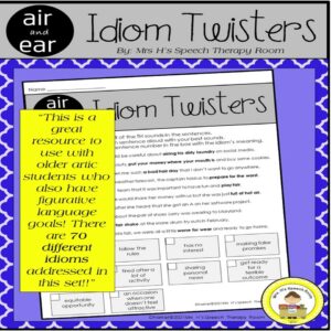 Speech Therapy Idioms Figurative Language with Articulation of AIR and ...