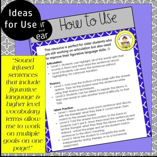 Speech Therapy Idioms Figurative Language with Articulation of AIR and ...