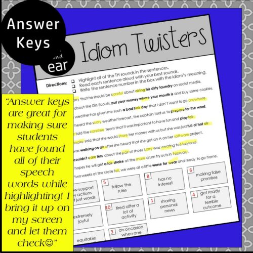 Speech Therapy Idioms Figurative Language with Articulation of AIR and ...