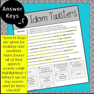 Idioms in Speech Therapy by Articulation Sound Bundle | Made By Teachers