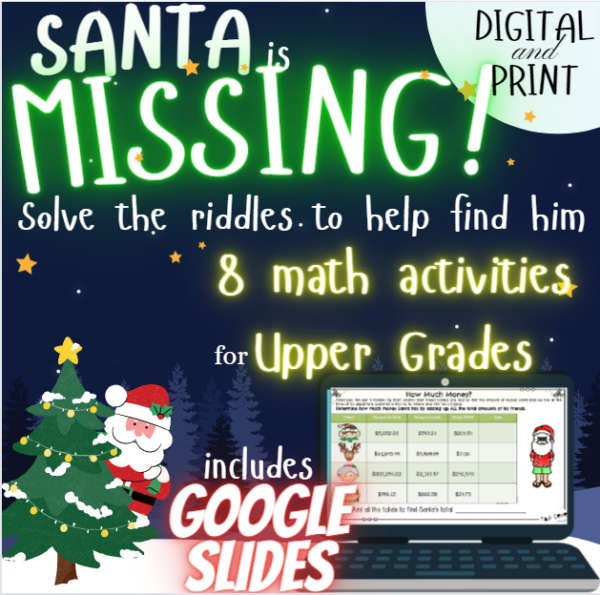 Christmas Math Activity for Middle School Digital and Print Find Santa ...