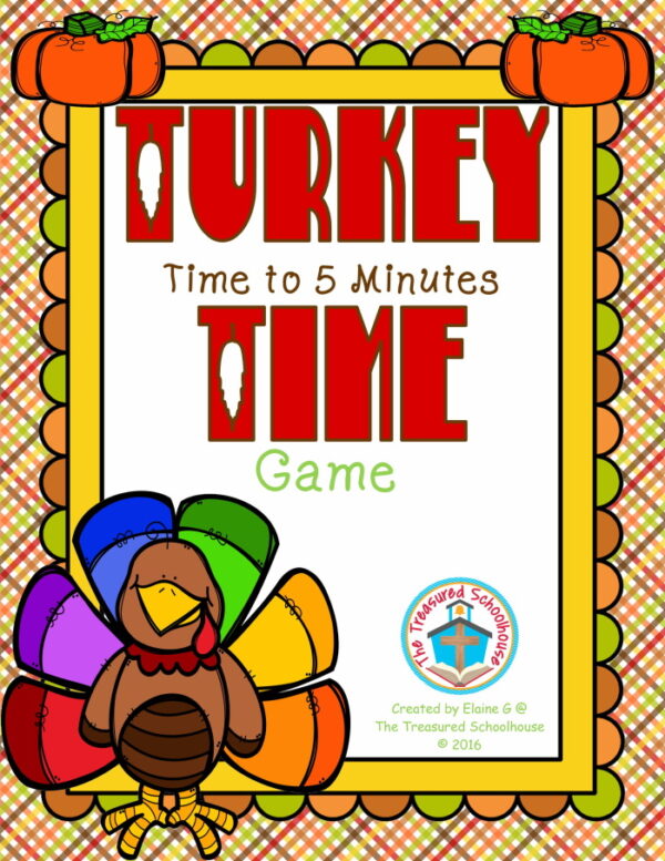 Thanksgiving Telling Time Game to 5 Minutes - Made By Teachers