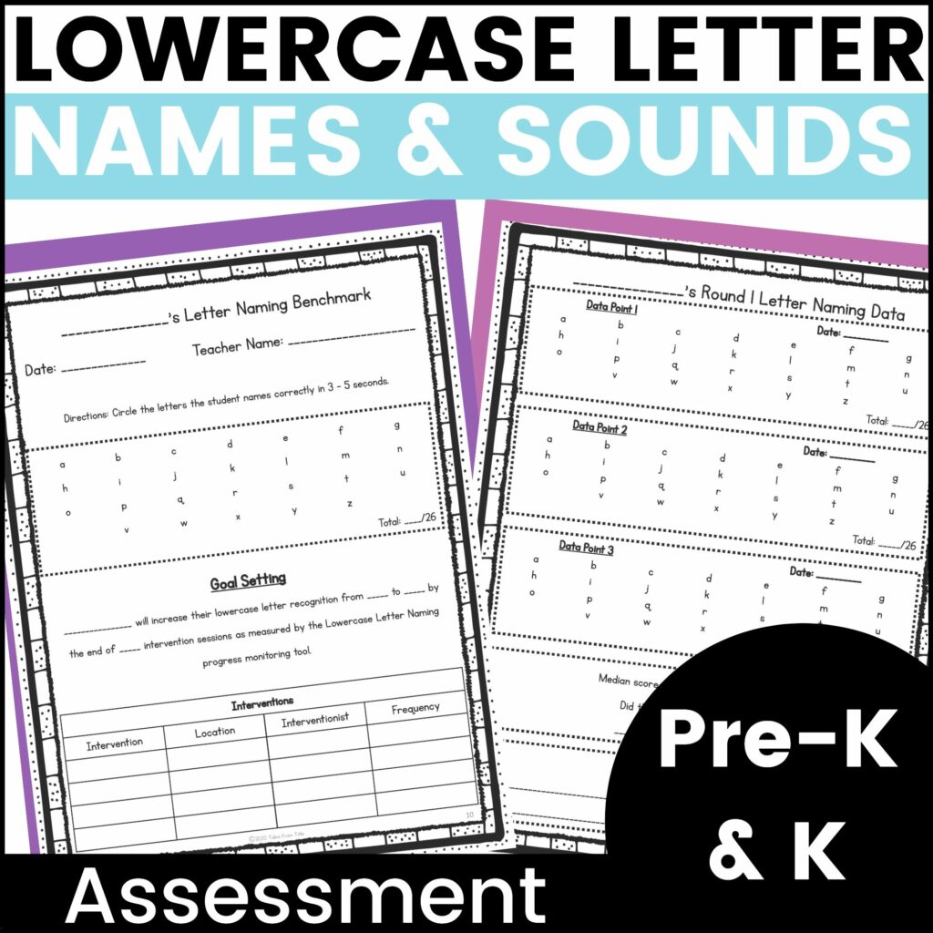 Lowercase Letter Benchmark & Progress Monitoring Assessment: Names ...