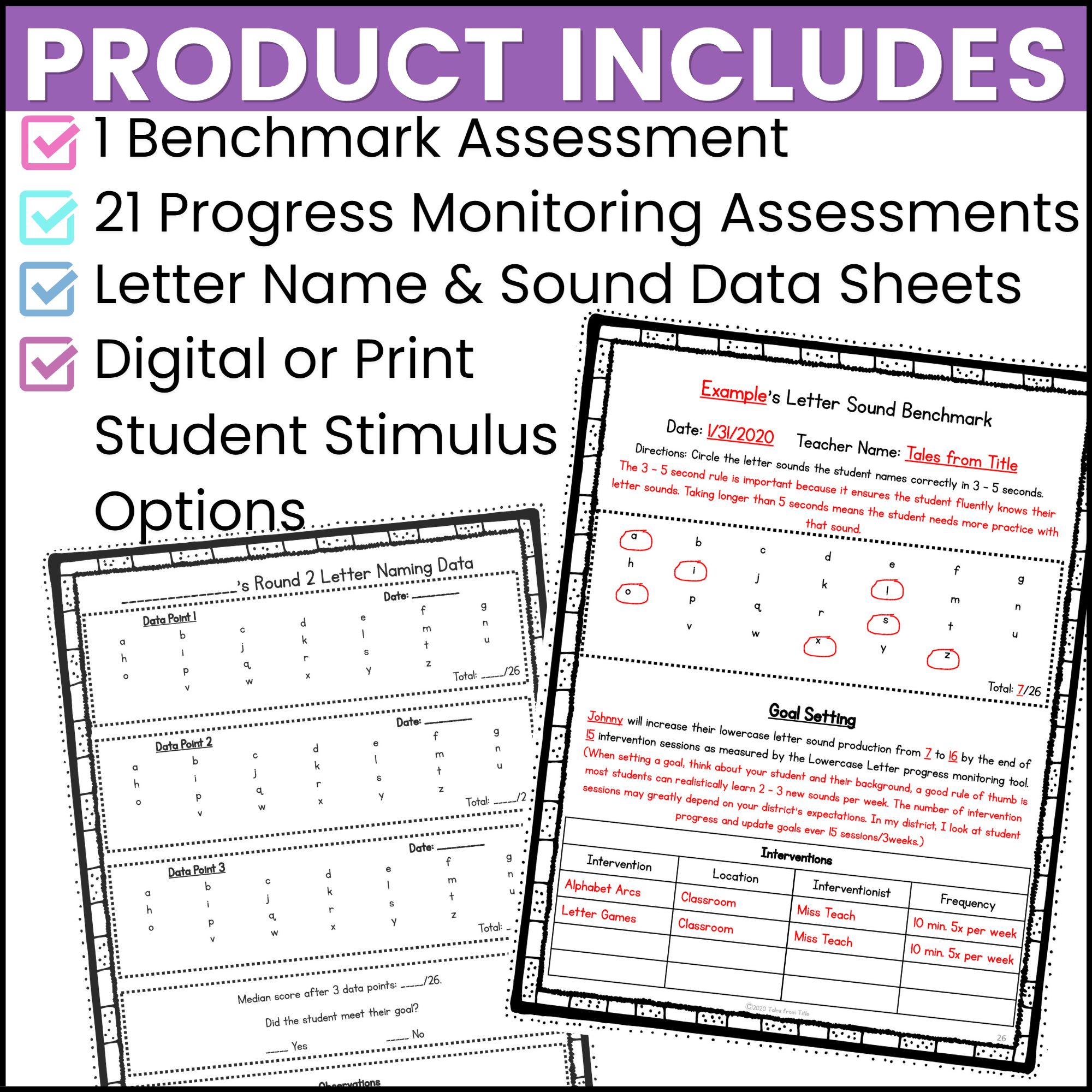 Lowercase Letter Benchmark & Progress Monitoring Assessment: Names ...