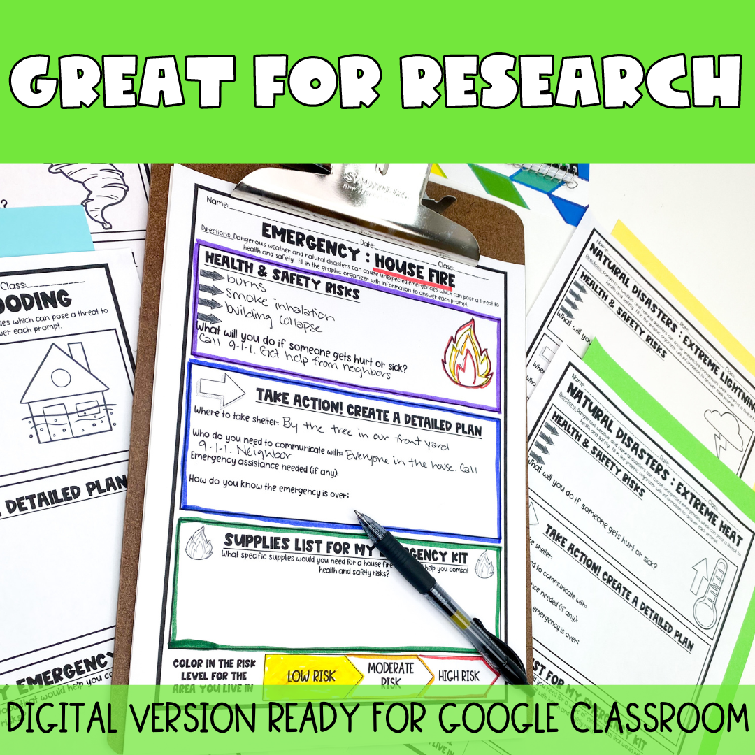 Natural Disaster Emergencies | Health & Safety Graphic Organizers ...