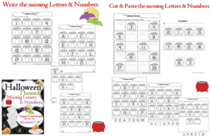 Halloween Themed Missing Numbers and Letters (Write it, Cut it and ...