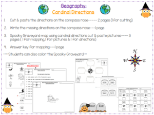 Halloween Compass Rose:Map Skill Cardinal Directions Cut & Paste ...