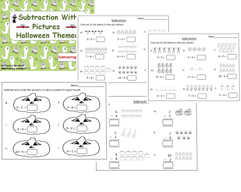 Halloween Themed Subtraction with Pictures (within 10): | Made By Teachers
