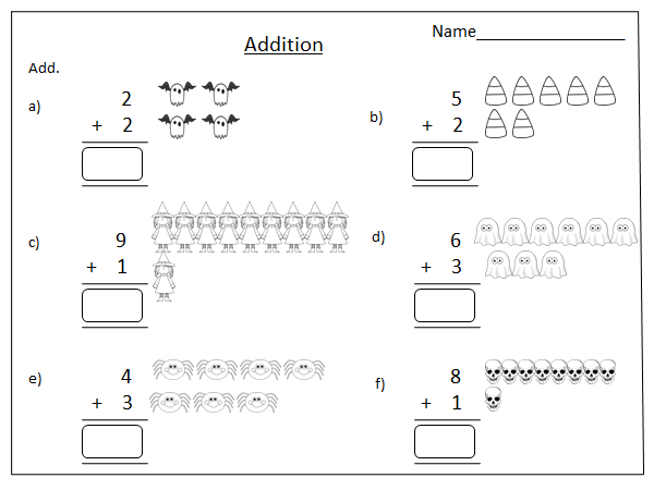 Halloween Themed Addition with Pictures (adding within 10): | Made By ...