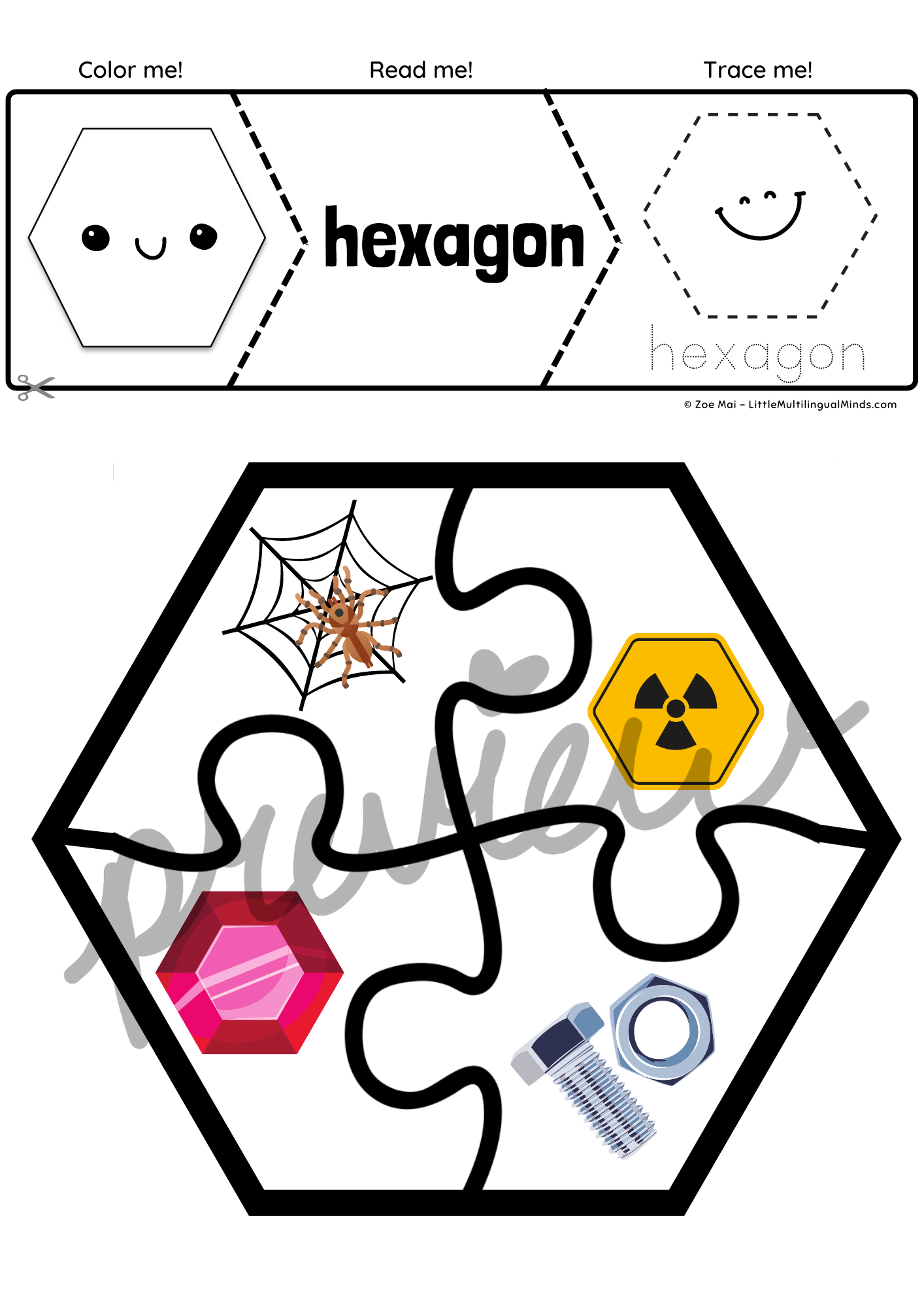 2D Shape Activity Puzzles: Color Trace Sort - Preschool Kindergarten ...