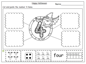 Halloween Themed Number Sense (1-10) Cut and Paste Worksheets | Made By ...