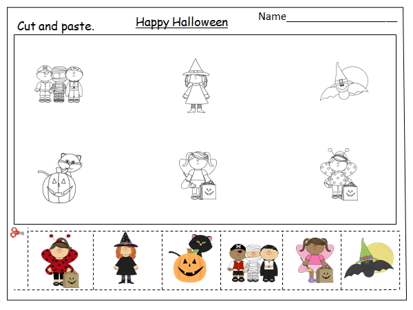 Halloween Cut and Paste Activity Worksheets: Match the Identical | Made ...