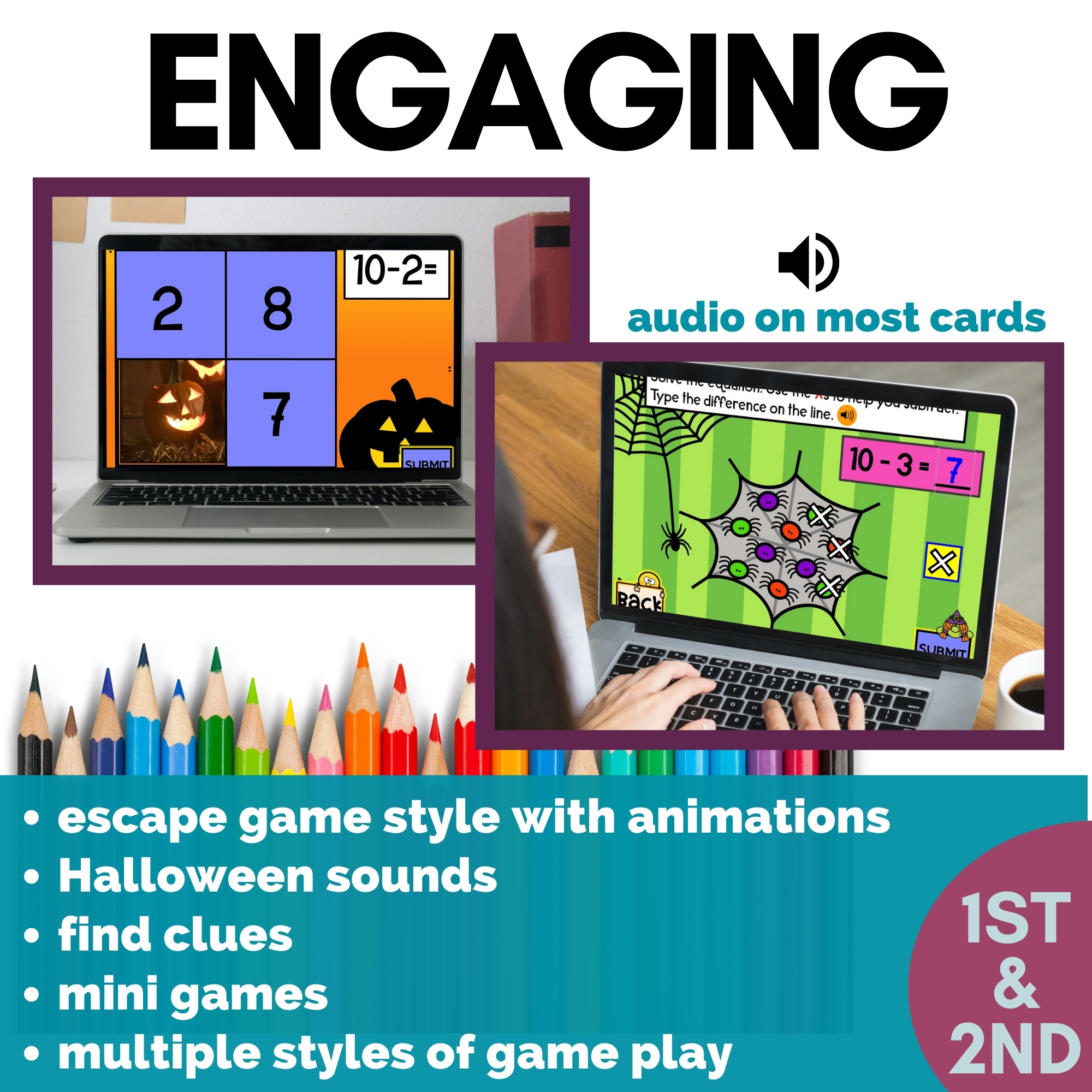 Halloween Addition and Subtraction to 20 Escape Room - Boom Cards ...