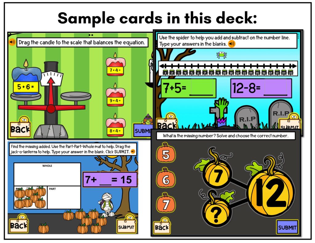 Halloween Addition and Subtraction to 20 Escape Room - Boom Cards ...