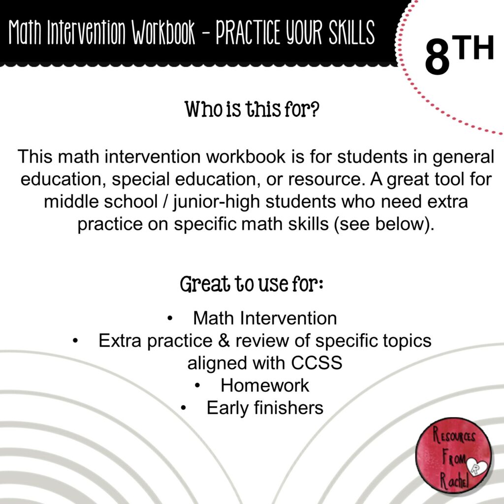 Math Intervention Workbook 8th grade - Book 3 | Made By Teachers
