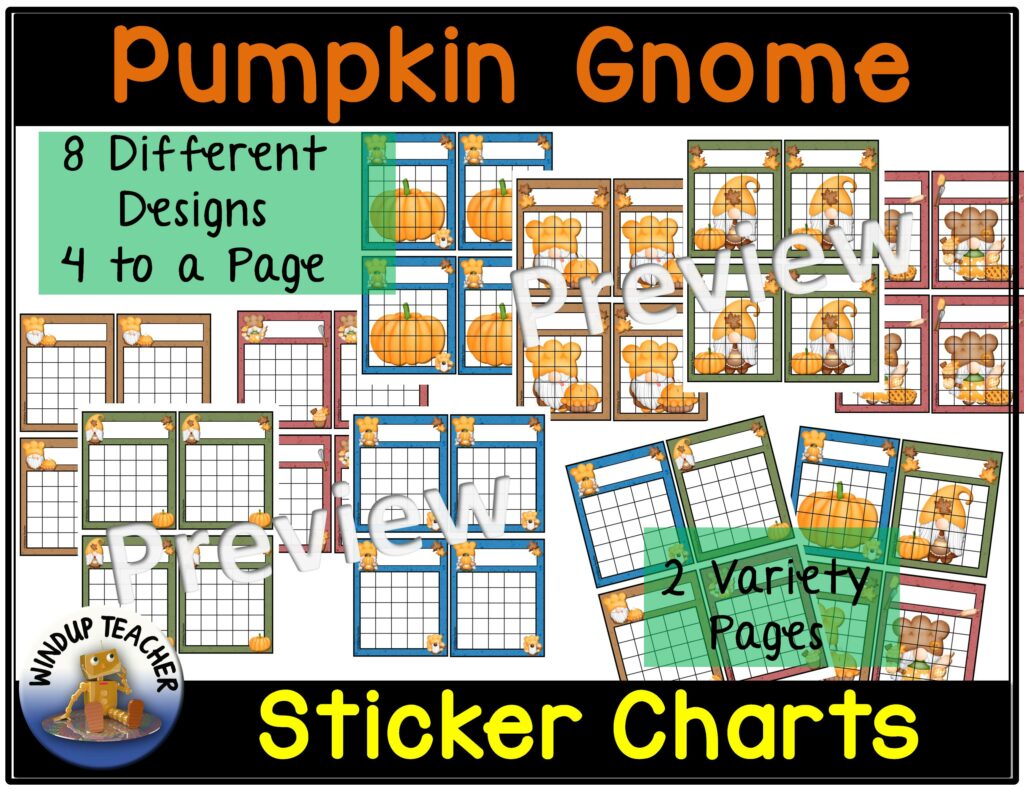 Pumpkin Gnome Sticker Charts - Made By Teachers