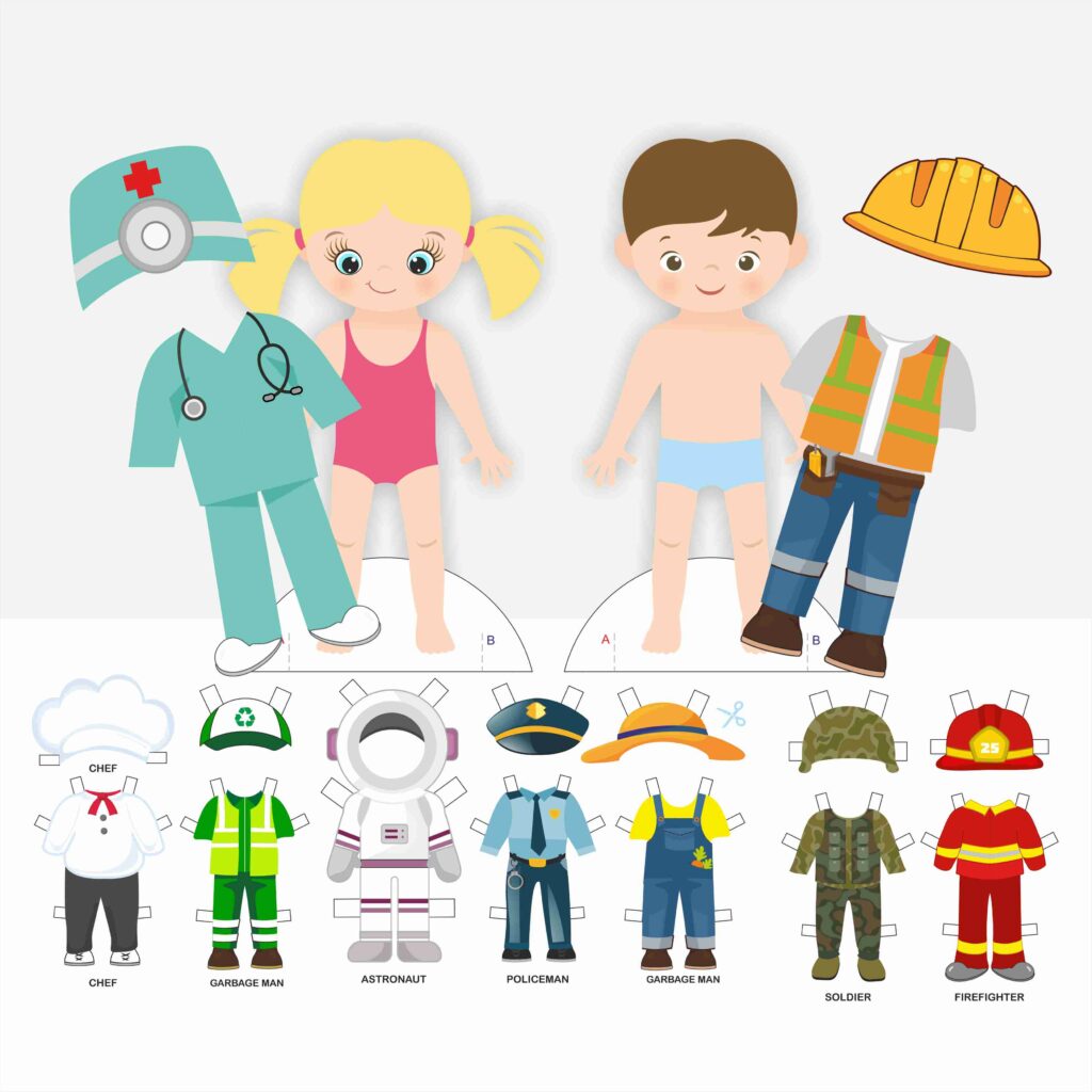 Community Helpers Worksheets, Occupation Printable, Paper Dolls ...