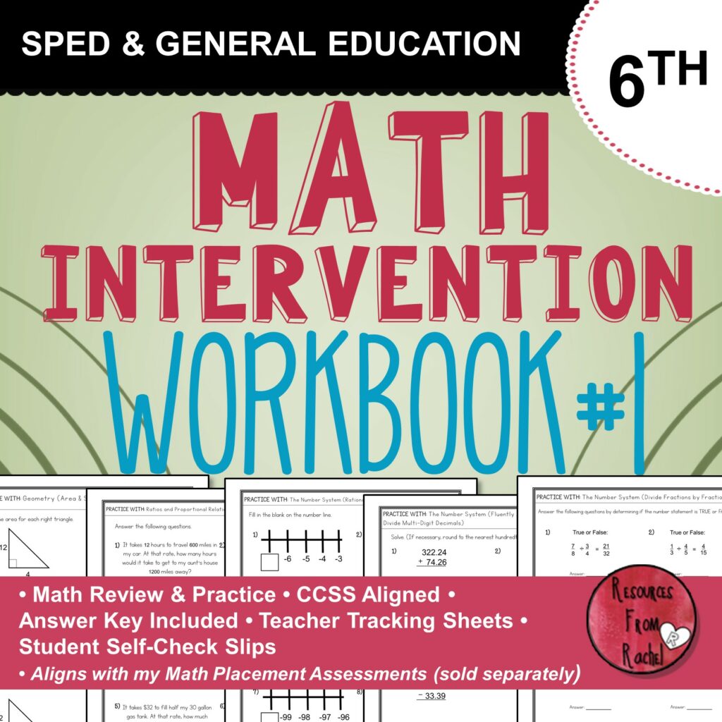 Math Intervention Workbook 6th grade - BOOK 1 | Made By Teachers