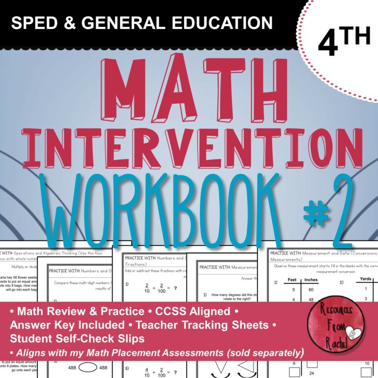 Math Intervention Workbook 4th grade - Book 2 - Made By Teachers