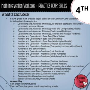 Math Intervention Workbook 4th grade - Book 2 - Made By Teachers