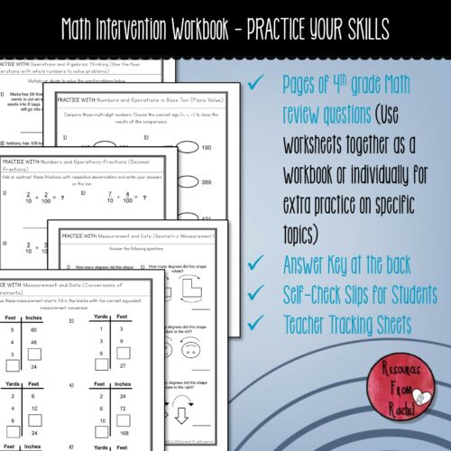 Math Intervention Workbook 4th grade - Book 3 | Made By Teachers