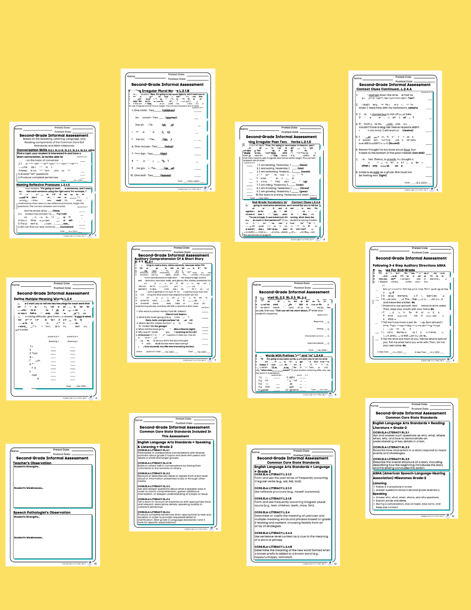Informal Language Assessment 2nd Grade Speech Therapy | Made By Teachers