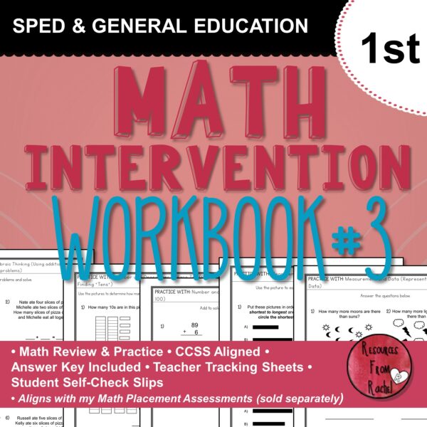 Math Intervention Workbook 1st grade - Book 3 - Made By Teachers