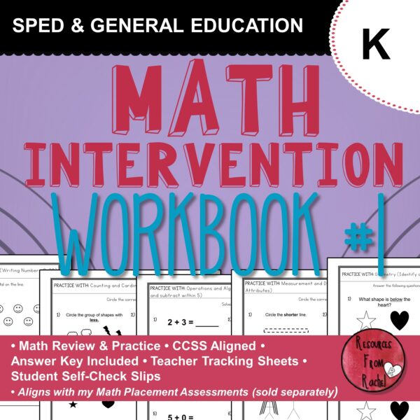 Math Intervention Workbook Kindergarten grade - Book 1 | Made By Teachers