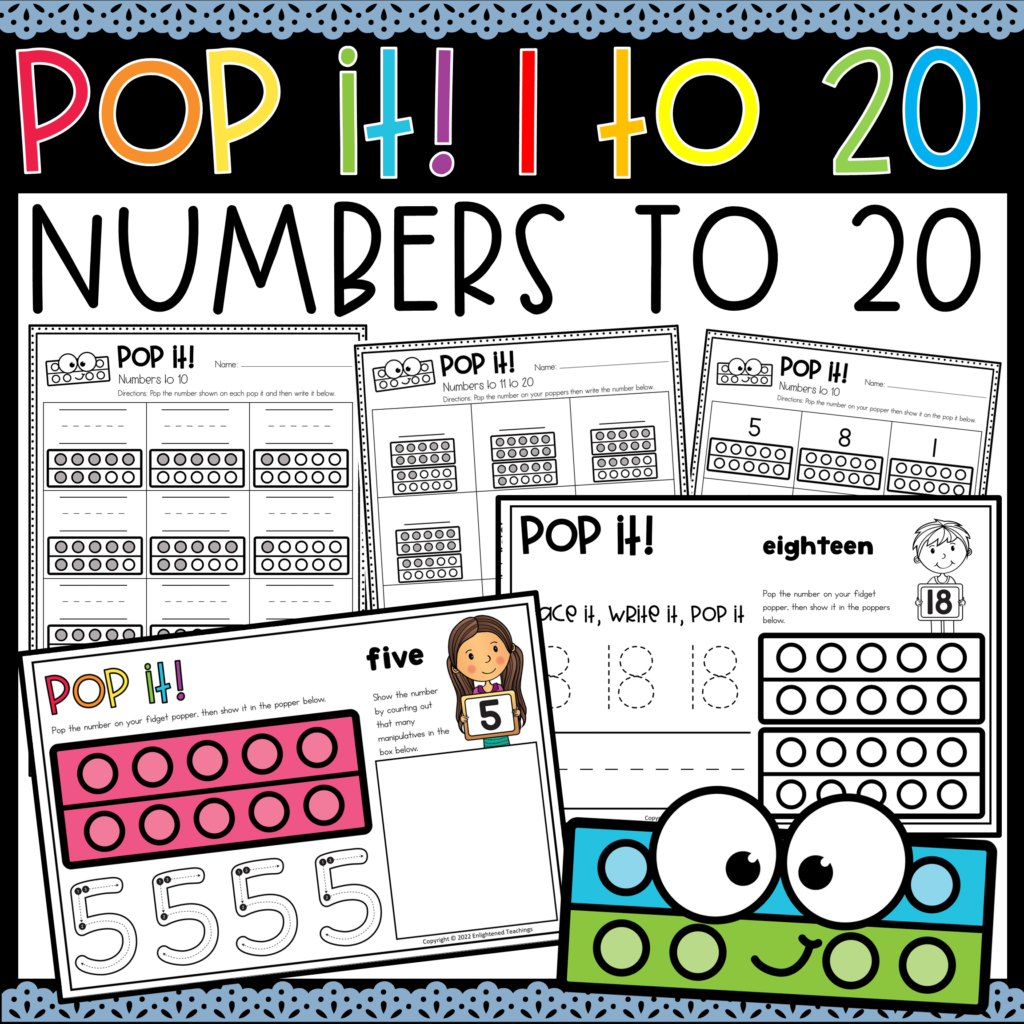 POP IT | Bubble POP Numbers to 20 Task Cards & Worksheets | Ten Frames ...