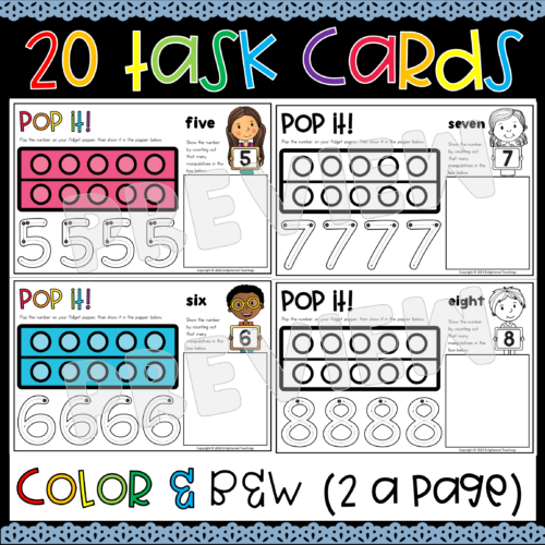 POP IT | Bubble POP Numbers to 20 Task Cards & Worksheets | Ten Frames ...