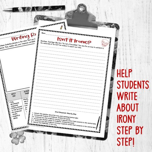 The Cask of Amontillado Irony Activity & Short Response Writing | Made ...