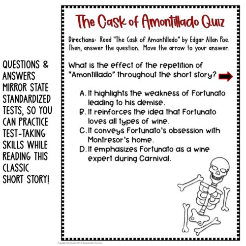 The Cask of Amontillado Quiz Edgar Allan Poe in PDF and Google Forms ...