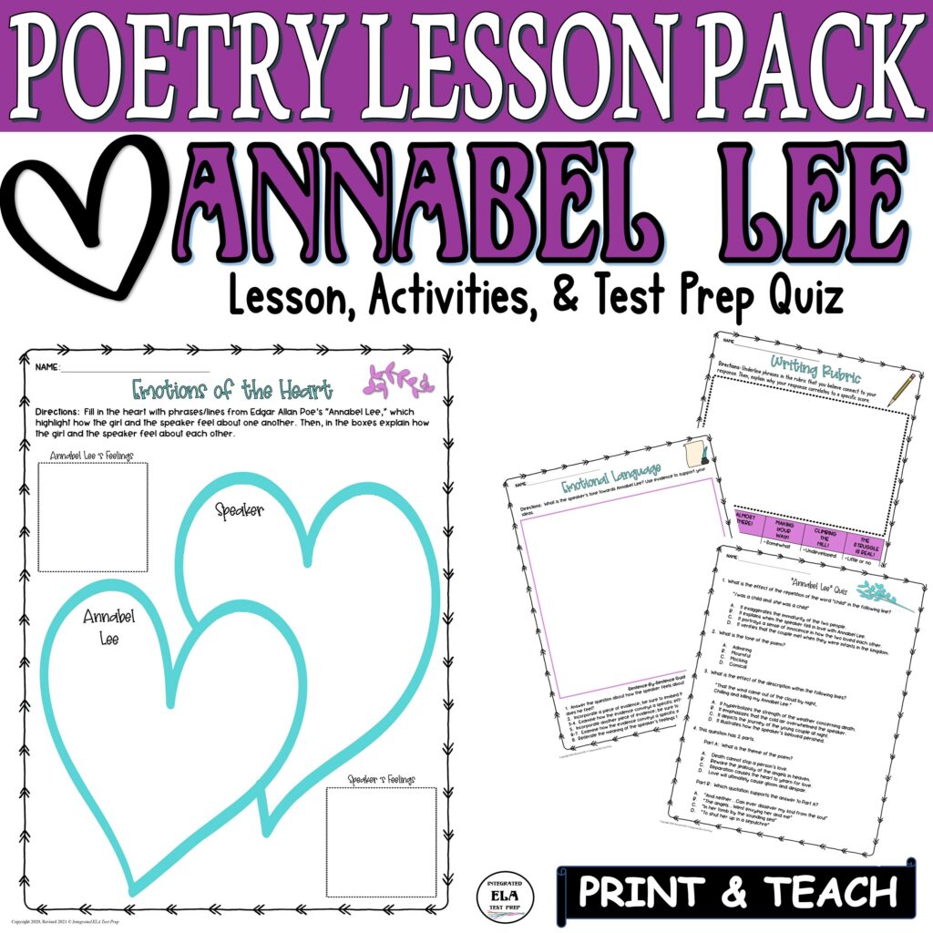 Annabel Lee Quiz Activities Poetry Comprehension Lesson Pack | Made By ...