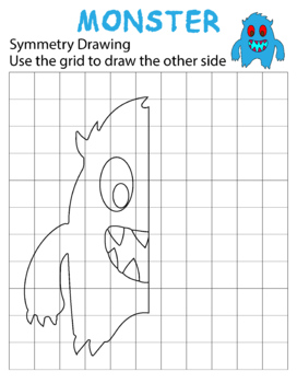 Monsters Symmetry Drawing Fun Math Center & Early Finisher,Halloween ...