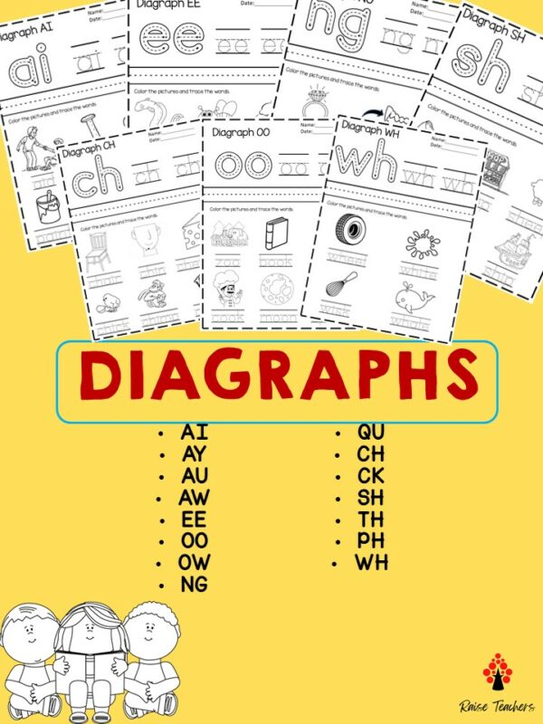 Diagraphs CH SH TH PH WH CK EE OO NG OW AI AY AW QU AU Worksheets ...