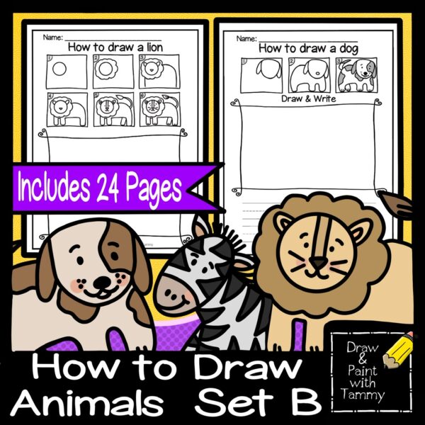 Directed Drawings Animals Set B How to Draw with Draw and Write Pages ...