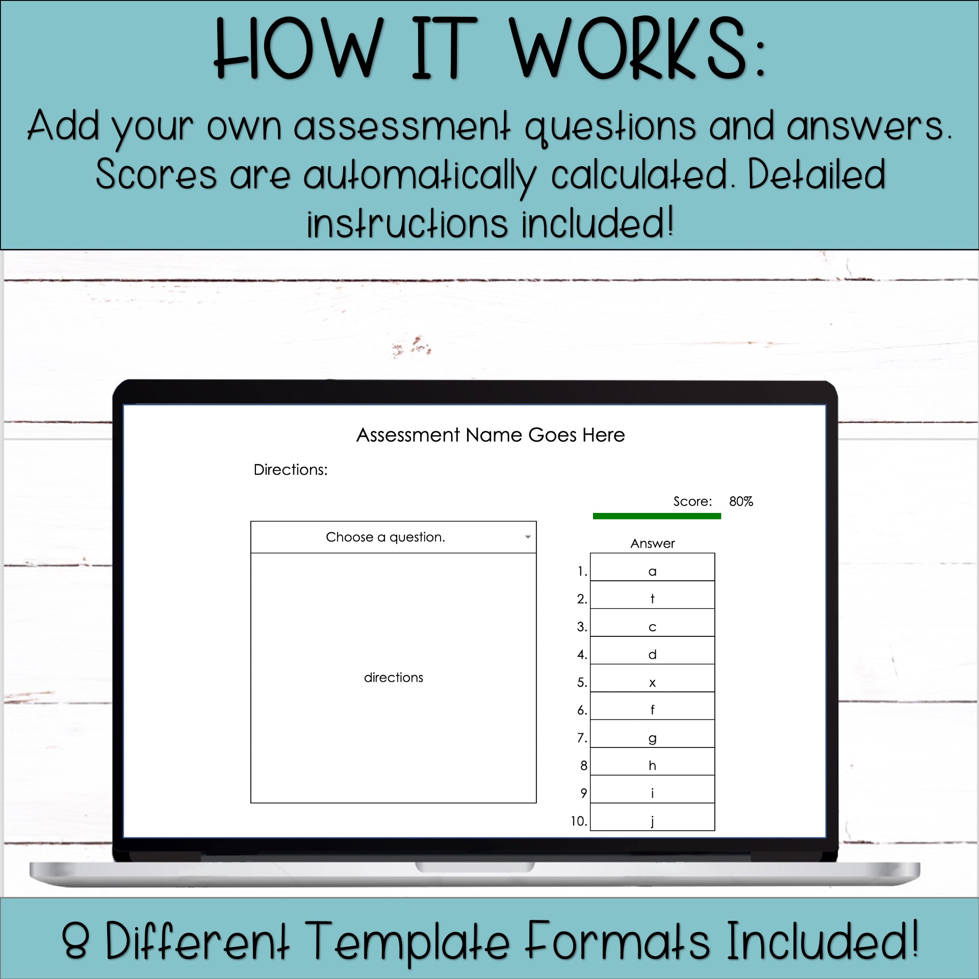 10 Question Self-Grading Assessment Templates for Google Sheets | Made ...