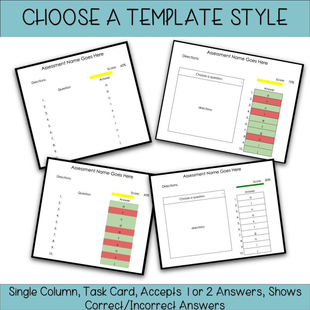 10 Question Self-Grading Assessment Templates for Google Sheets - Made ...